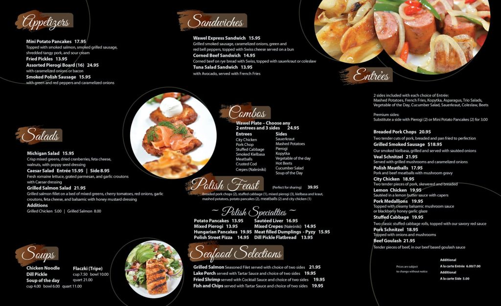 Our Menus - Wawel Royal Castle Polish Bar & Restaurant